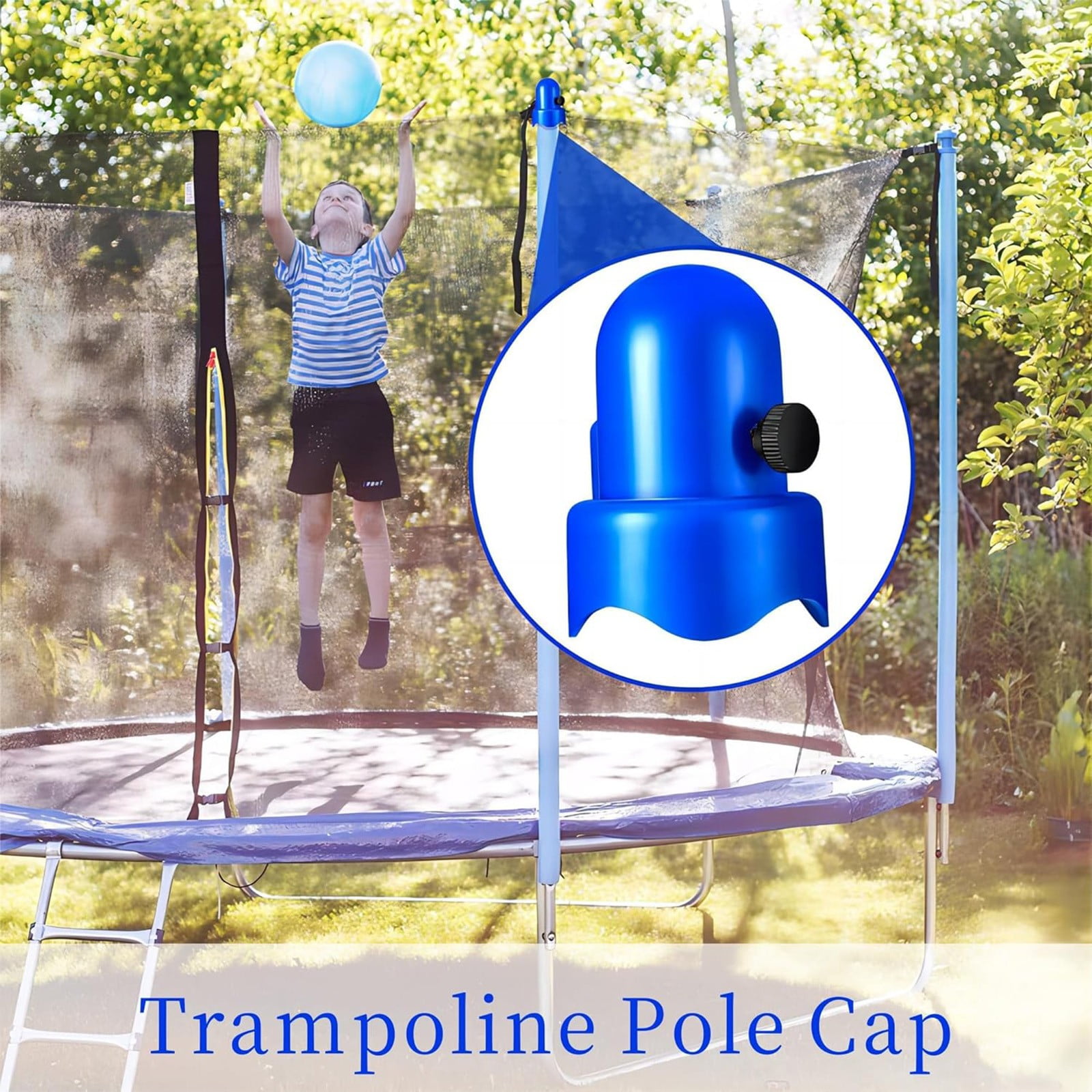 Blue Caps For Trampoline Poles 6 Pack Fits Standard Jumping Bed Posts ...