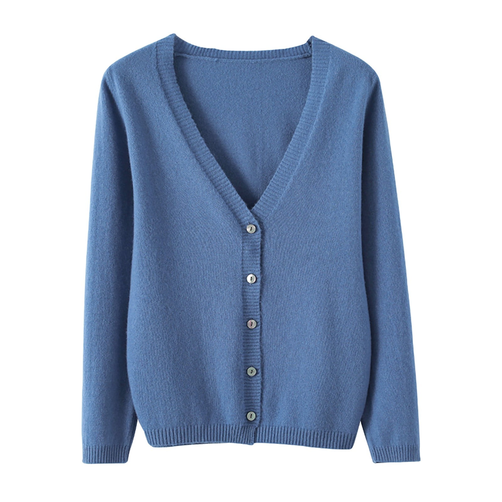 Blue Cardigan Sweaters for Women Spring And Autumn Leisure Loose Solid ...