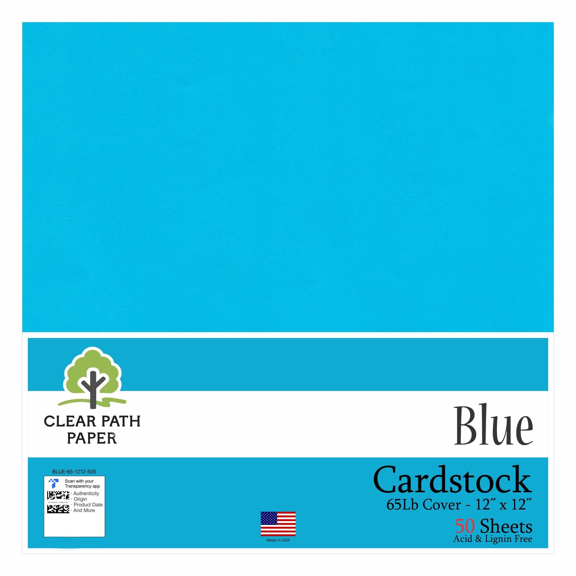 Blue Cardstock - 12 MMF7 x 12 inch - 65Lb Cover - 50 Sheets - Clear ...