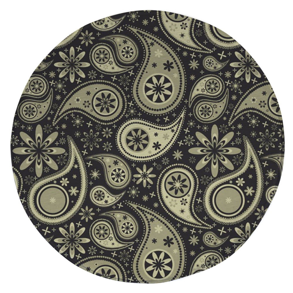 Blue Carpet Ethnic Paisley Swirl Pattern 3D Printed Round Area Rug for ...