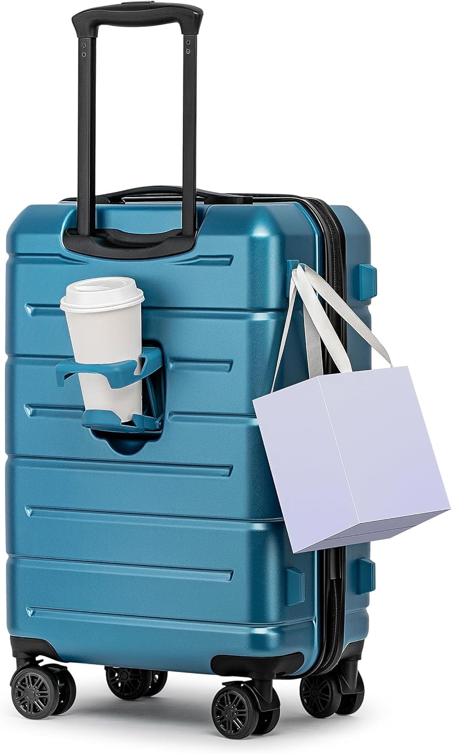 Blue Carry On Luggage 22x14x9 Airline Approved with Cup Holder Carry On ...