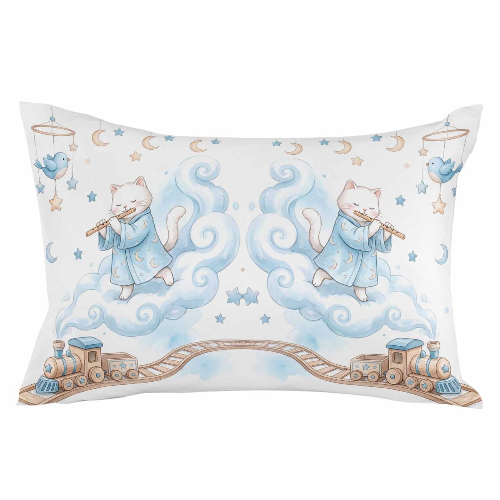 Blue Cartoon Cat Throw Pillow Cover 16 x 24 Inch Decorative Pillow ...