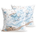 Blue Cartoon Cat Throw Pillow Covers 20 x 20 Inch Pillow Covers Set of ...