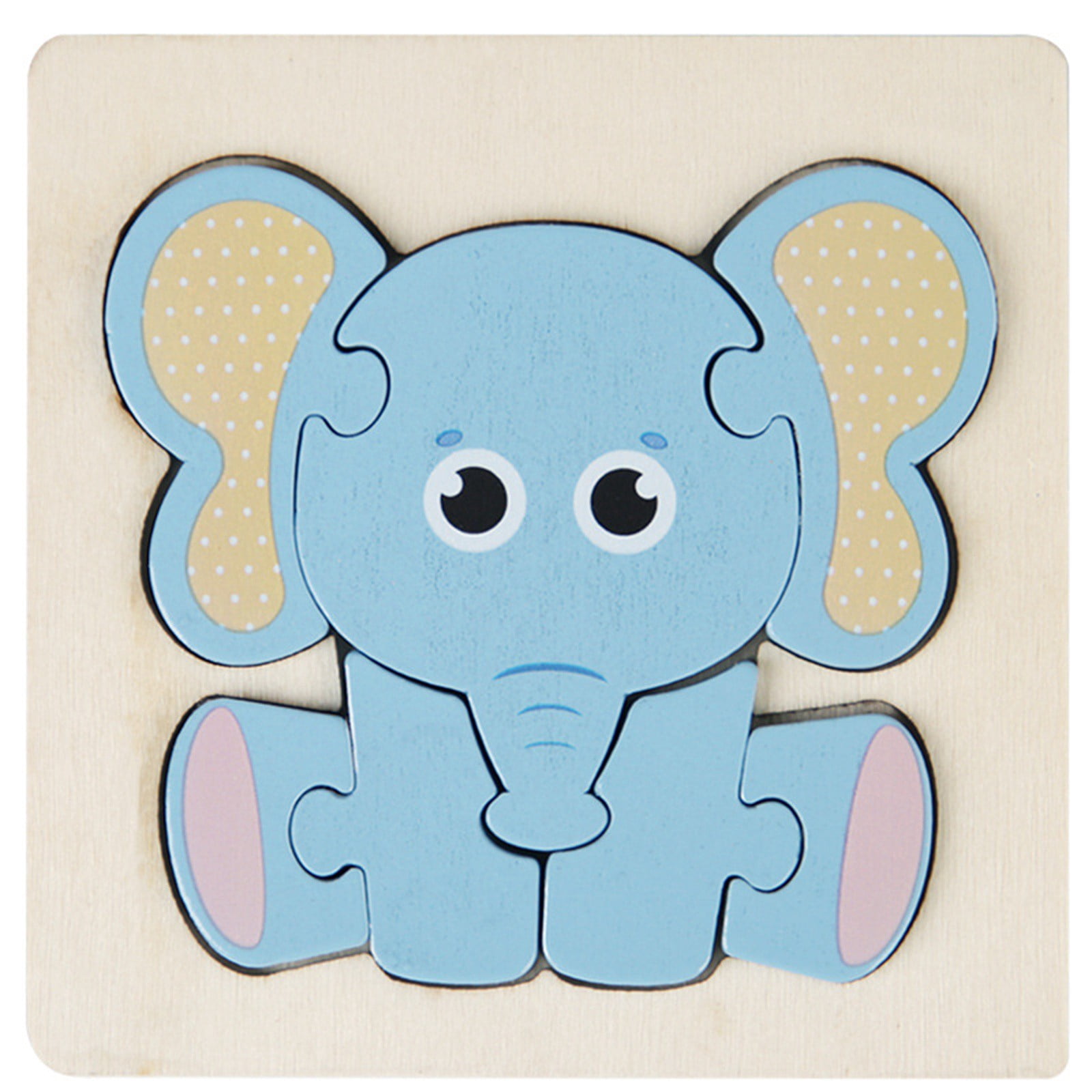 Blue Cartoon Elephant Wooden Puzzle Toddler Puzzle Educational Puzzle ...