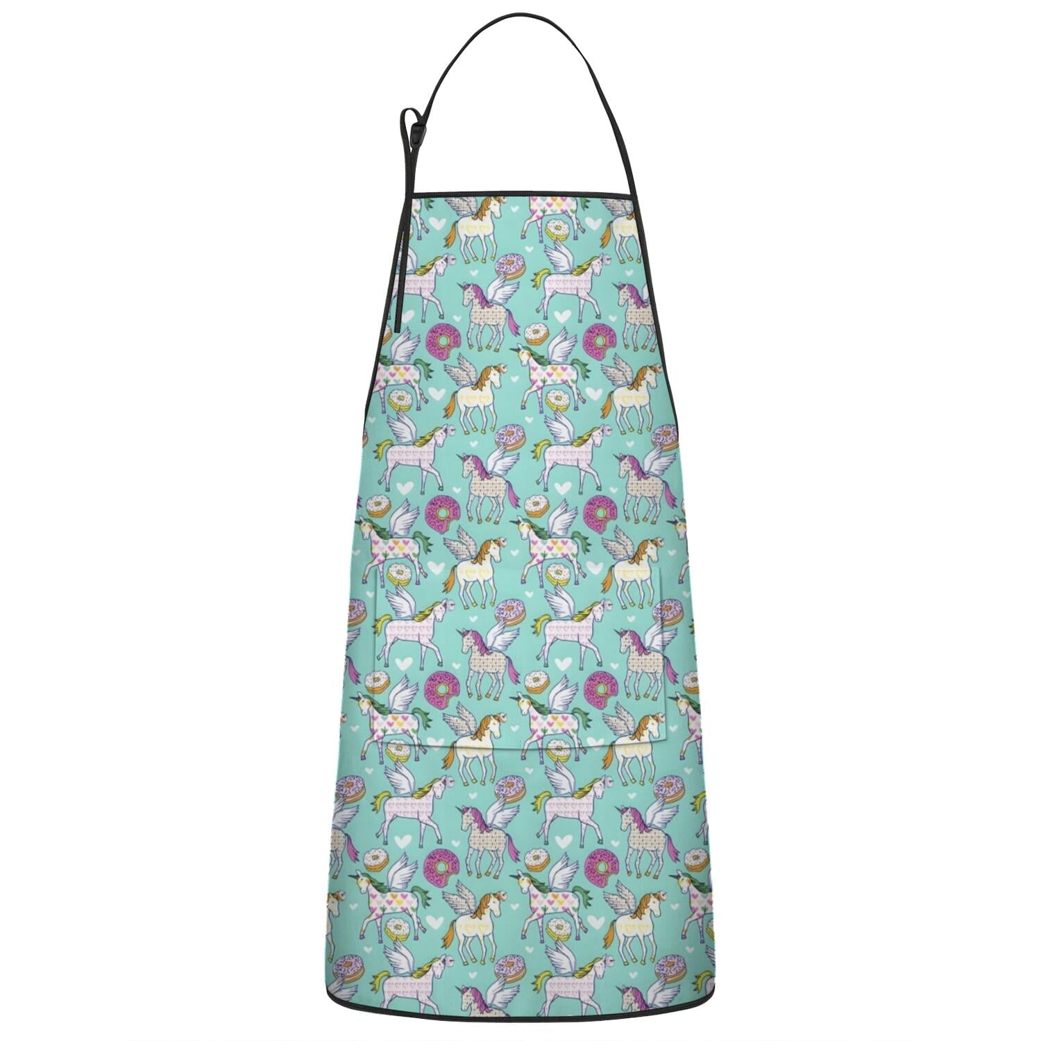 Blue Cartoon Pegasus Donut Pattern Apron-Garden Aprons for Women with ...