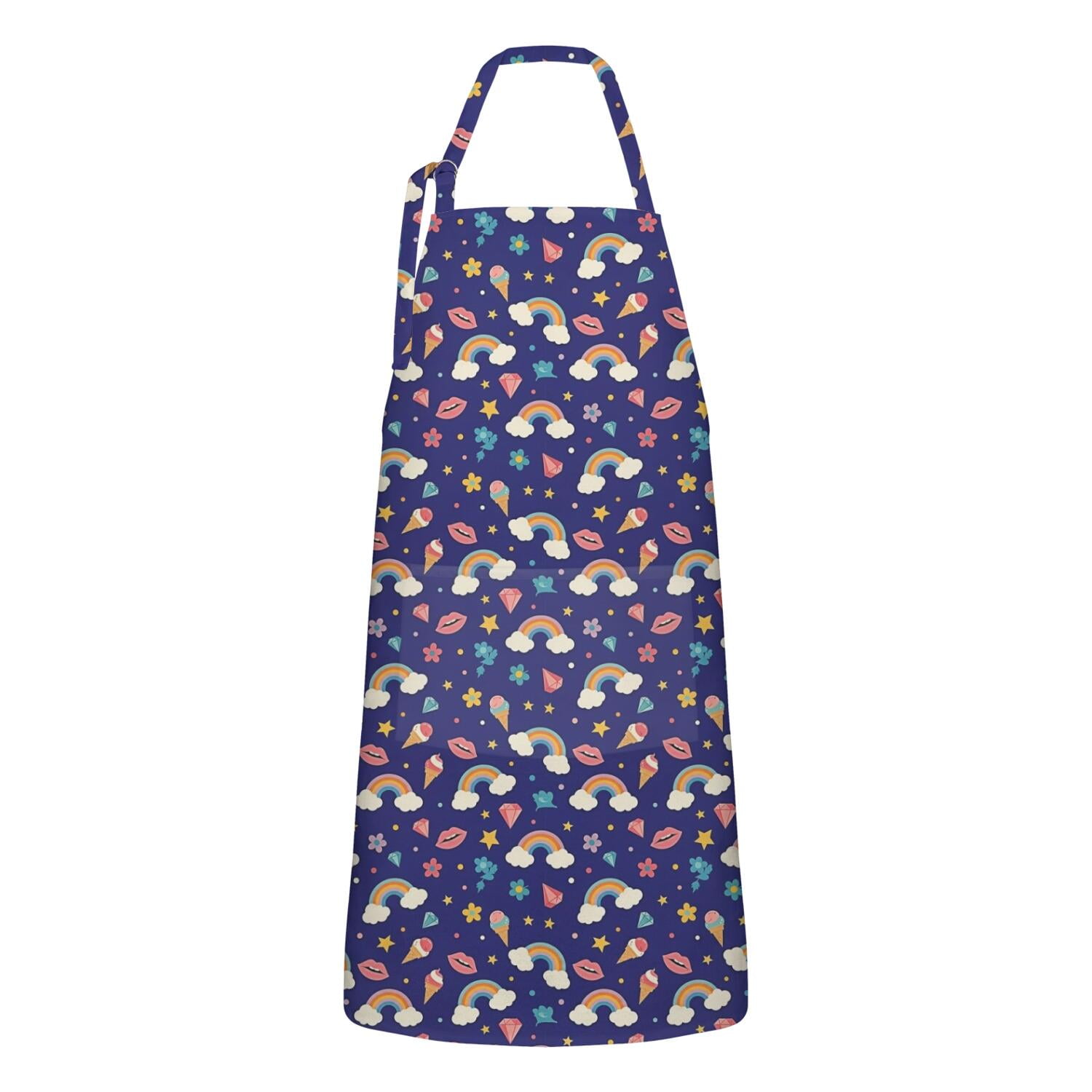 Blue Cartoon Rainbow Lips Ice Cream Diamond Apron-Garden Aprons for ...