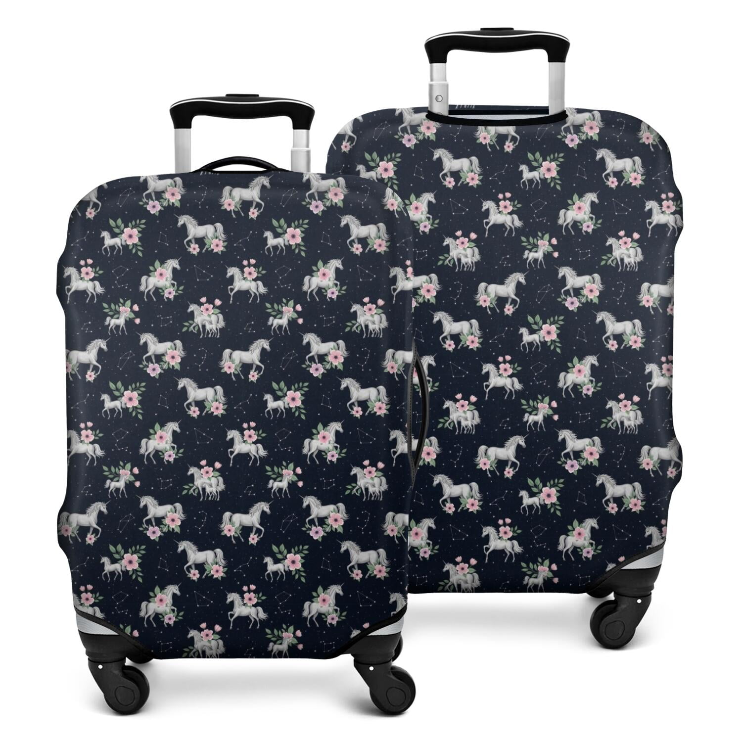 Blue Cartoon Unicorn Flower Pattern Luggage Cover Fashion Suitcase ...