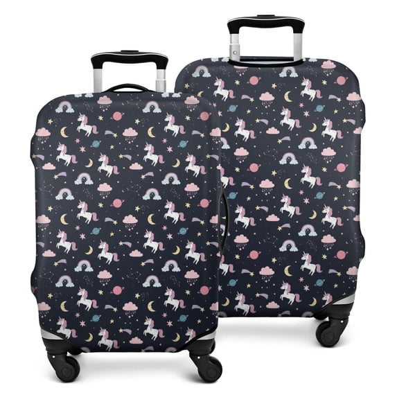 Blue Cartoon Unicorn Moon Cloud Rainbow Planet Pattern Luggage Cover ...