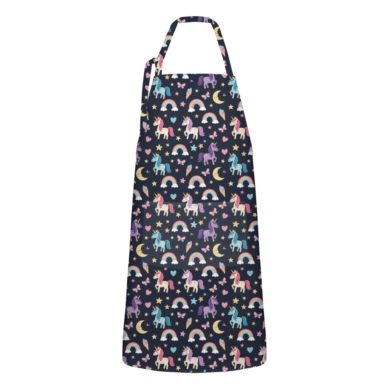 Blue Cartoon Unicorn Moon Rainbow Ice Cream Apron-Garden Aprons for ...
