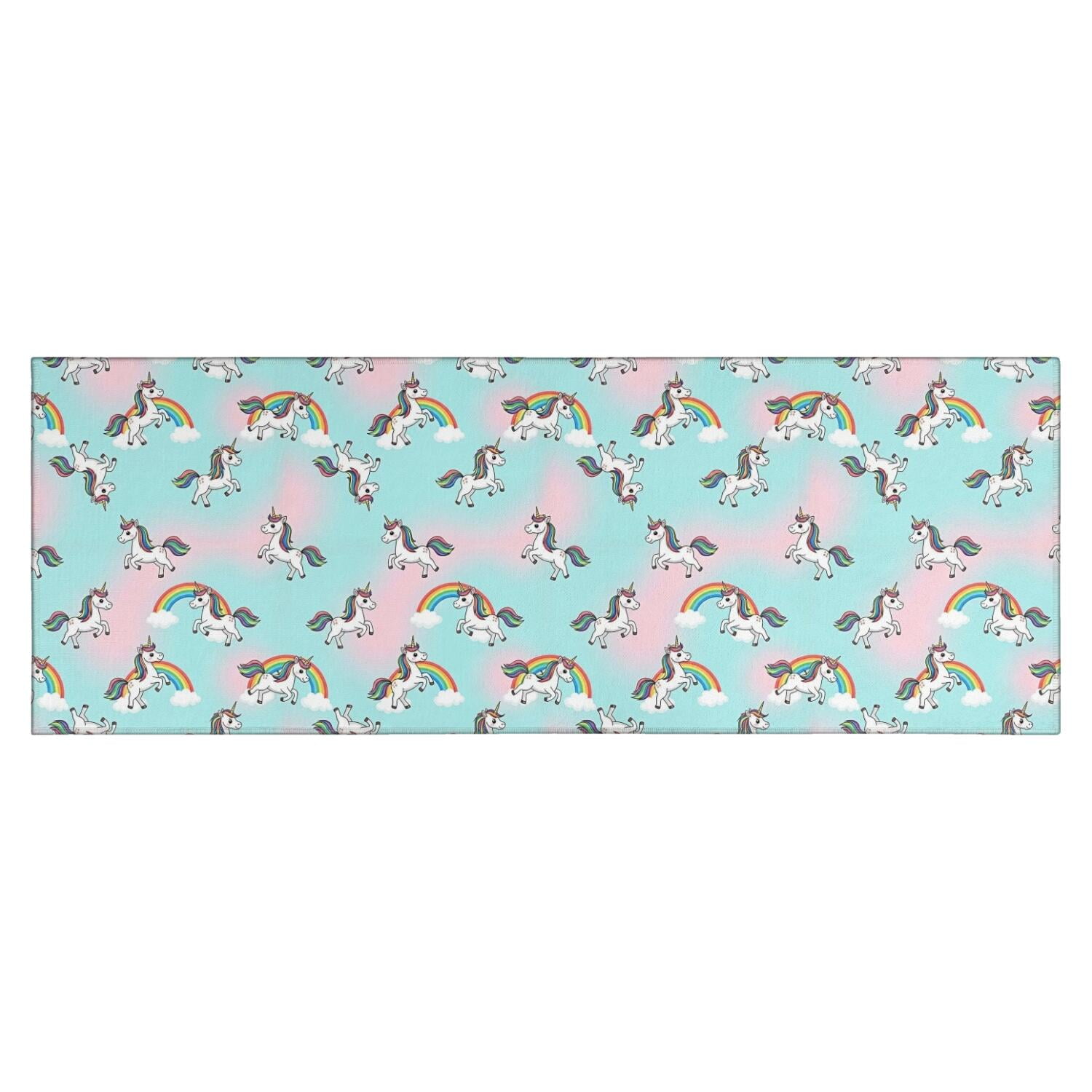 Blue Cartoon Unicorn Rainbow Cloud Pattern Kitchen Rug Mat,Kitchen ...