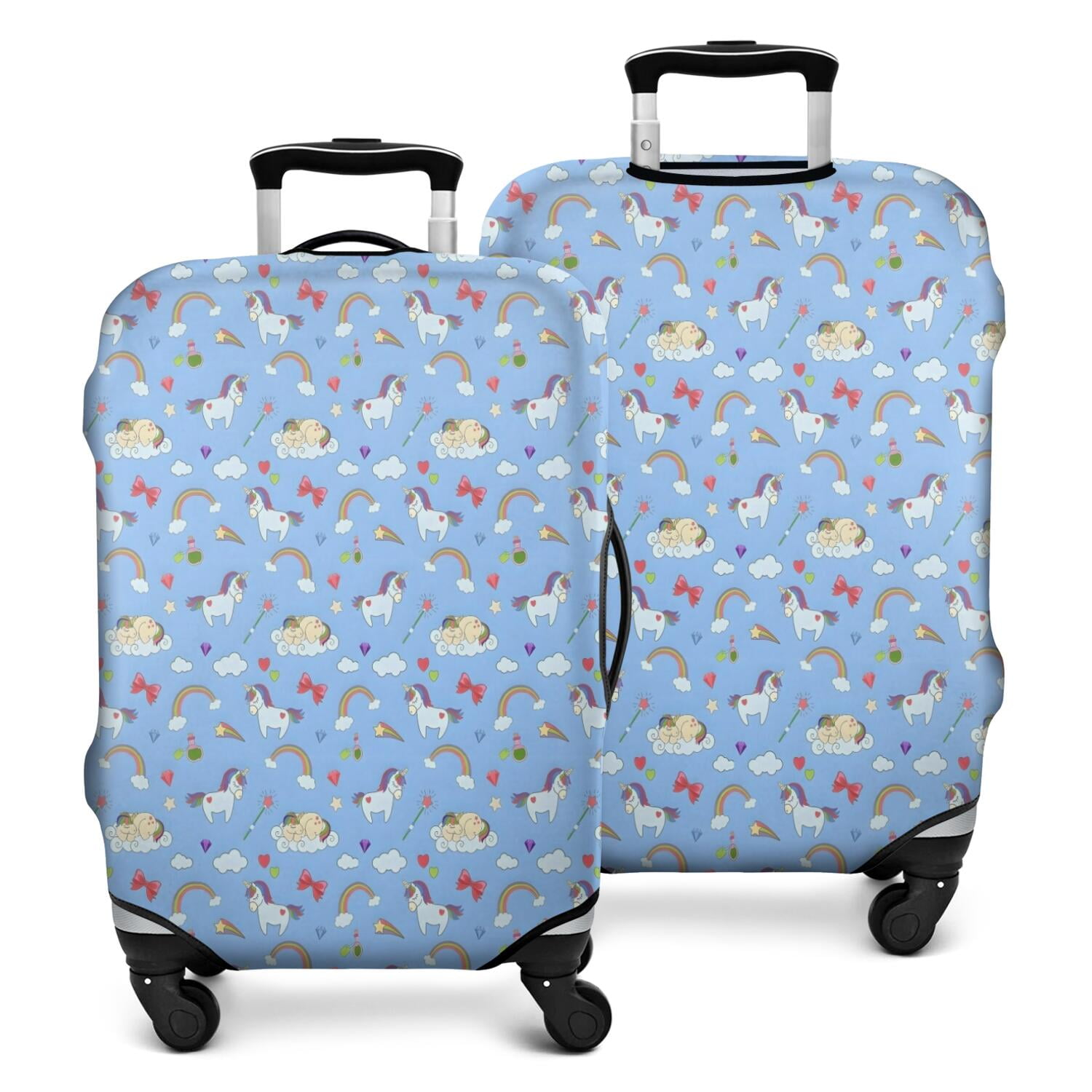 Blue Cartoon Unicorn Rainbow Heart Pattern Luggage Cover Fashion ...