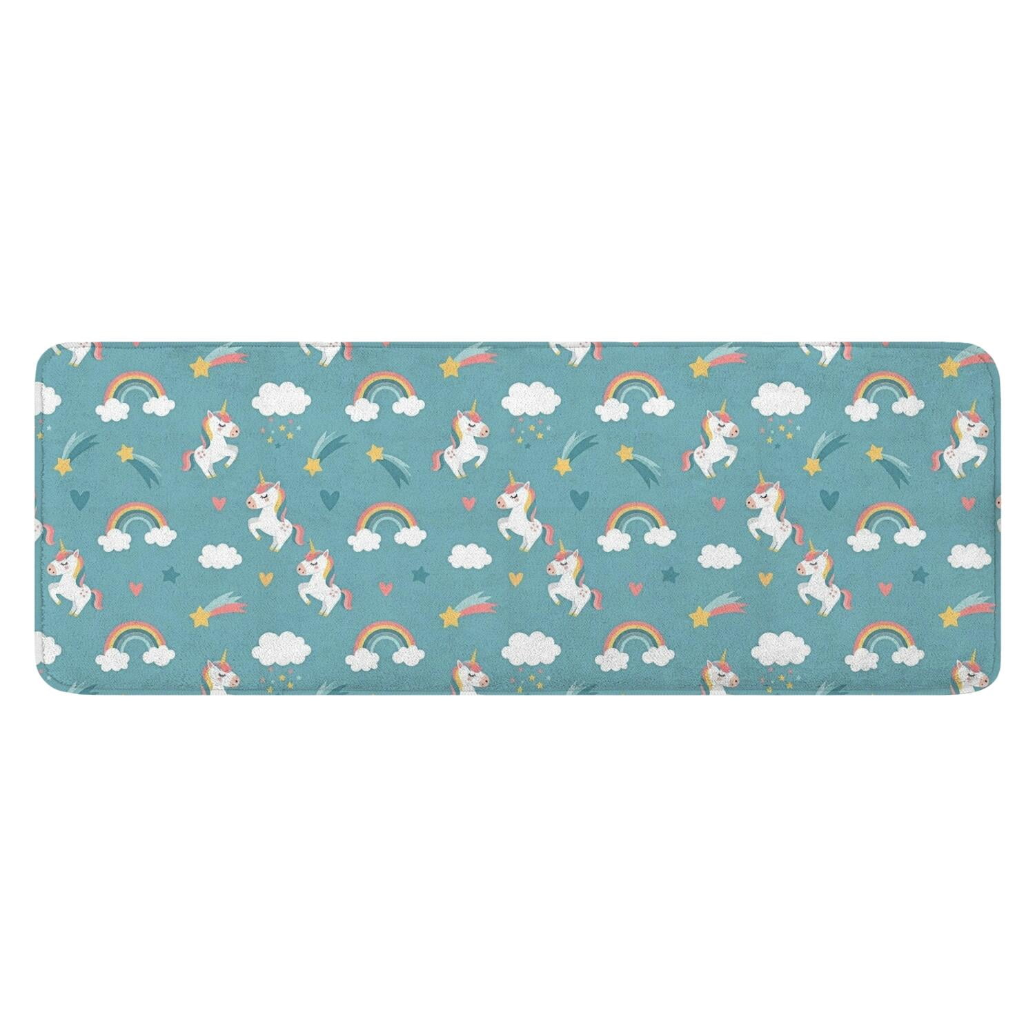 Blue Cartoon Unicorn Rainbow Star Cloud Pattern Kitchen Rug Mat,Kitchen ...