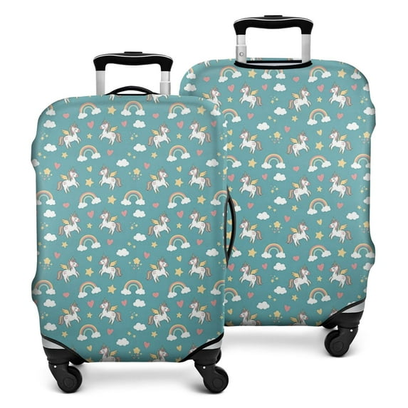 Blue Cartoon Winged Unicorn Rainbow Star Cloud Luggage Cover Fashion ...