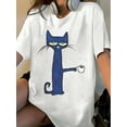 Blue Cat Coffee Cup Graphic Tee for Cat Lovers and Aesthetic Outfits ...
