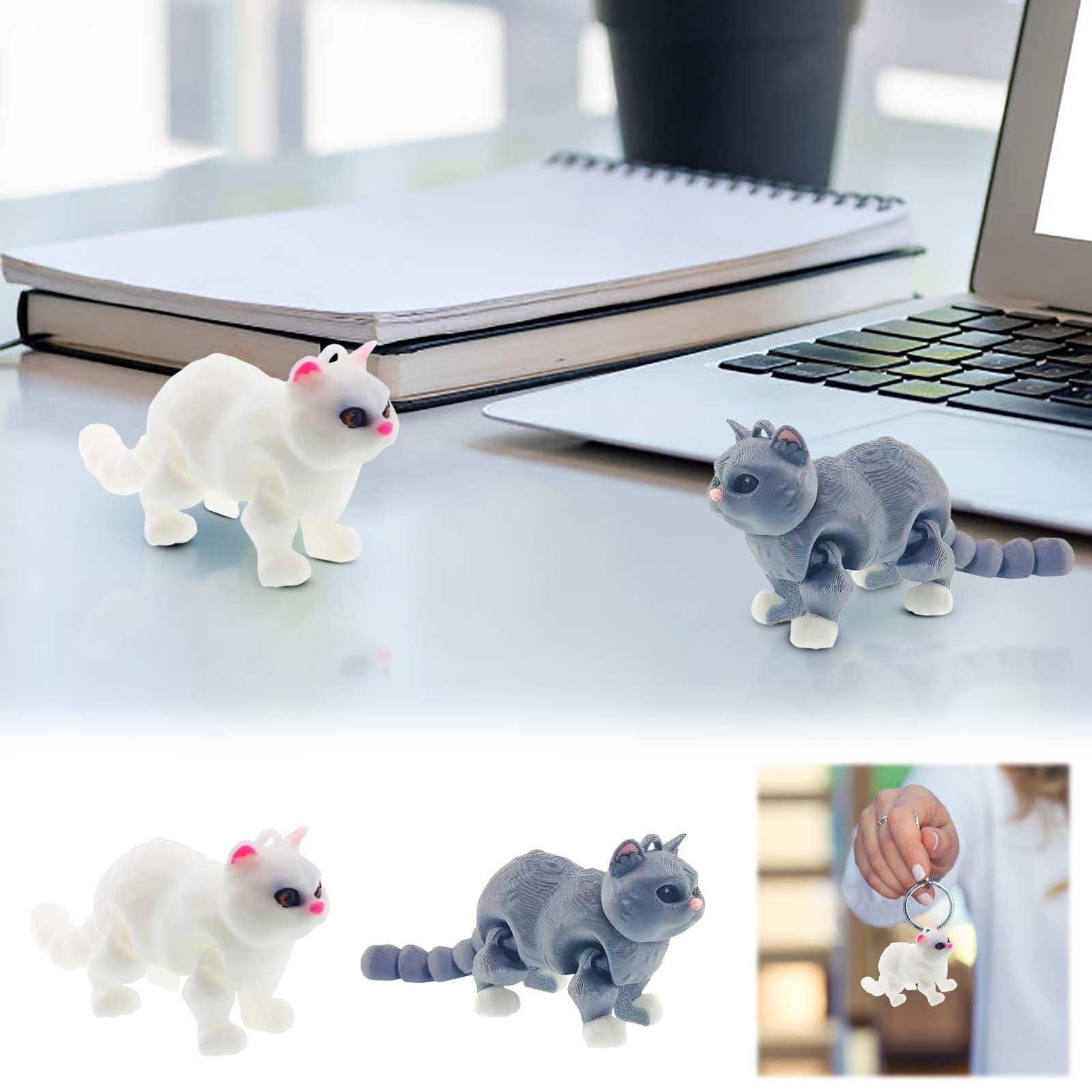 Blue Cat Keychain | Long Hair Cat Pendant | Movable Joints | Stress ...