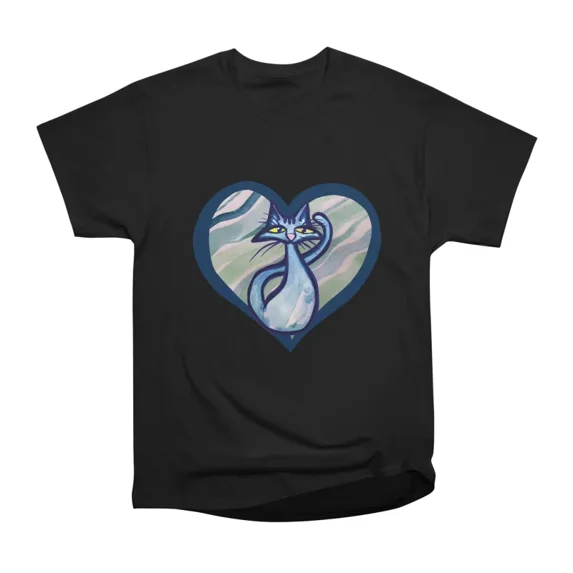 Blue Cat Love T-Shirt Tee Gift For Him Merch For Her Apparel For Friend ...