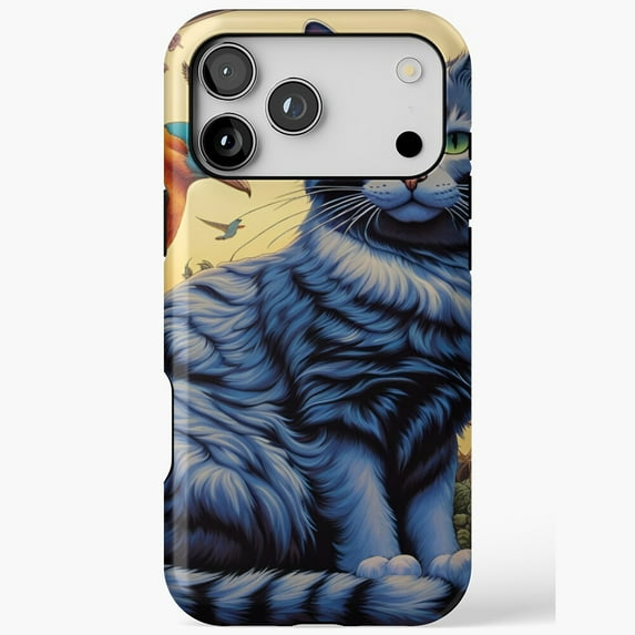 Blue Cat Minimalist Cute Cartoon Artwork Phone Case for iPhone 11 ...