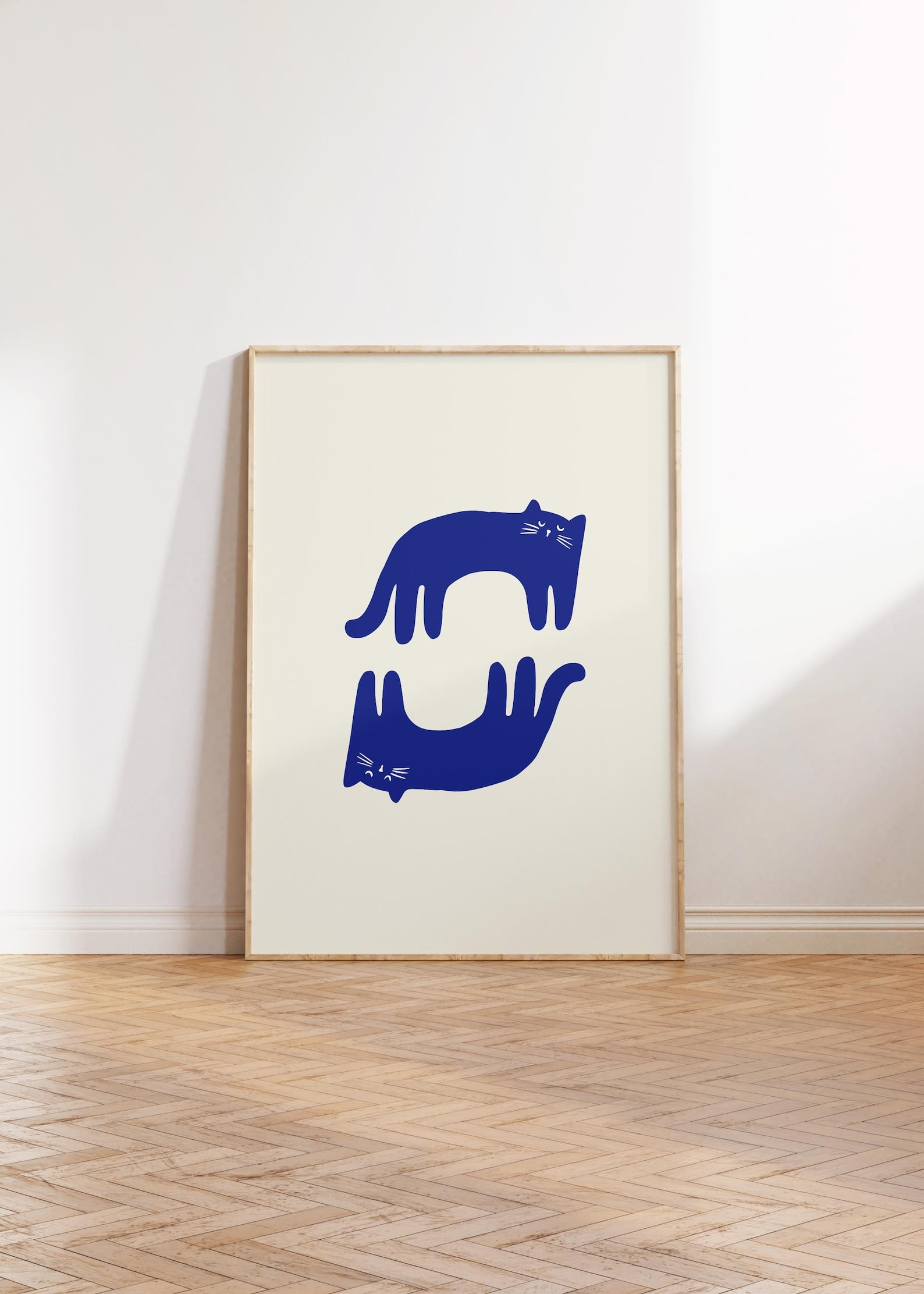 Blue Cat Print: Funky Retro Poster, Vintage Home Decor, 16x24 UNFRAMED ...