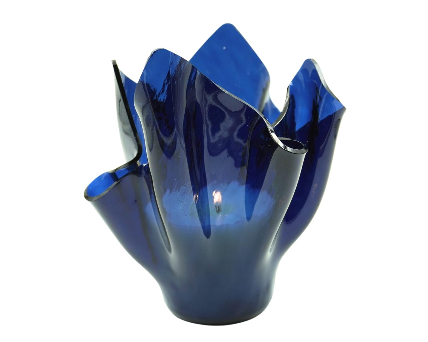 Blue Cathedral Rough Rolled Vase with Vase Cadle Sprig Rai Half Cadle ...