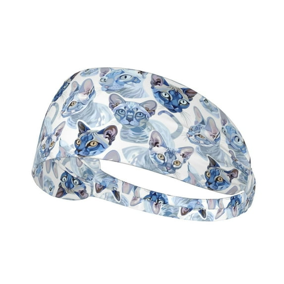 Blue Cats Illustration Pattern Sweat Band Sports Headbands for Men ...