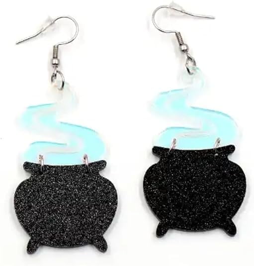 Blue Cauldron Magic Spell Pot Earring Earrings Blue Glitter Sparkle ...