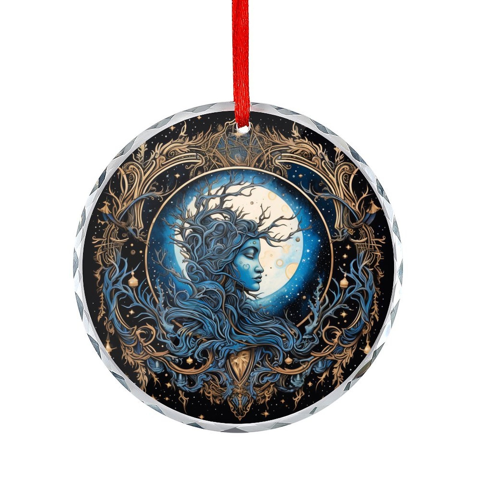 Blue Celestial Glow Moon Print Christmas Ornament Holiday Present Ideas ...