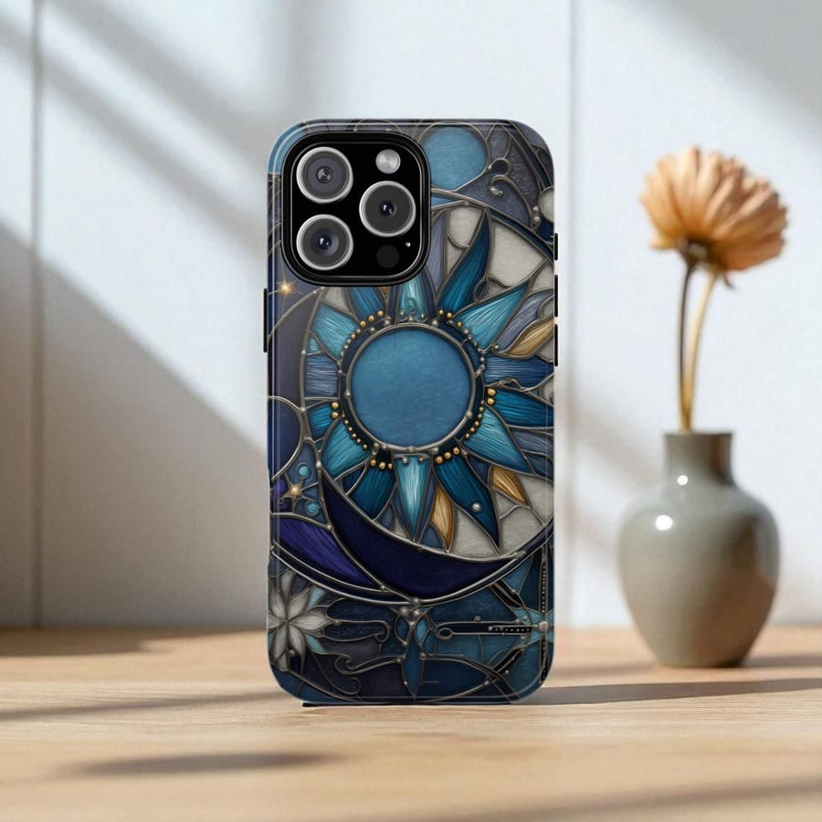 Blue Celestial Stained Glass Protective Phone Case Gift for Her 11 12 ...