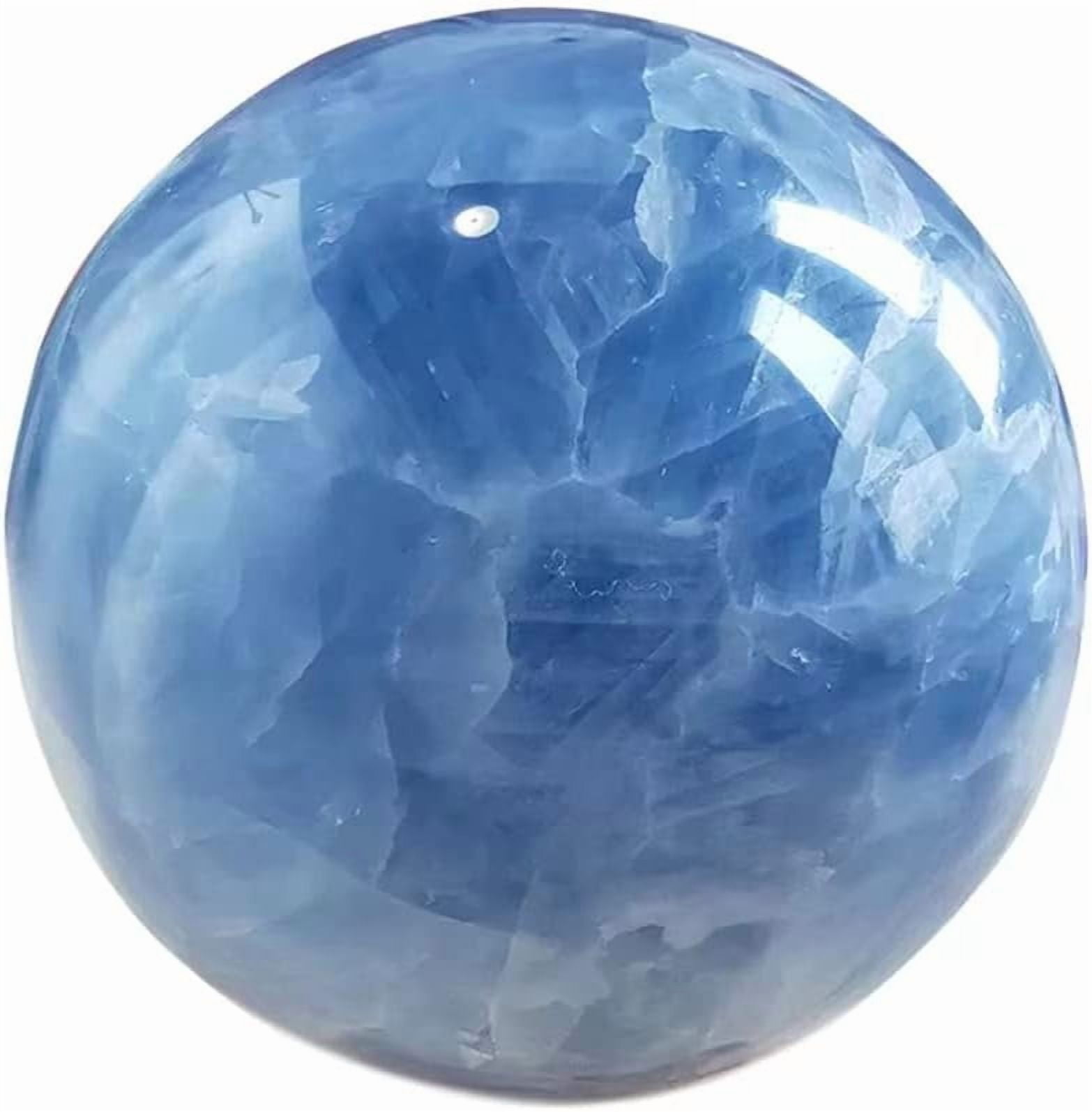 Blue Celestite Crystal Sphere Ball with Wood Stand Large Healing ...