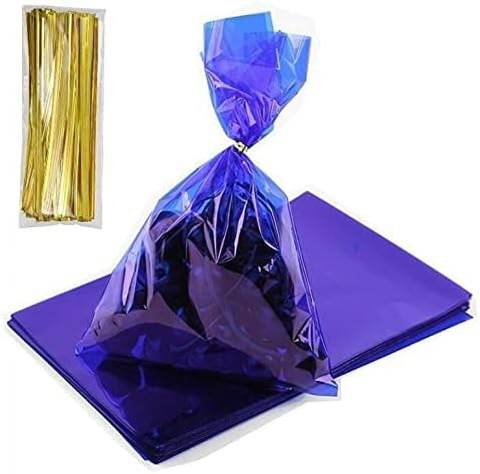 Blue Cellophane Bags 100 pcs Cellophane Wrap Bags with Twist Ties for ...