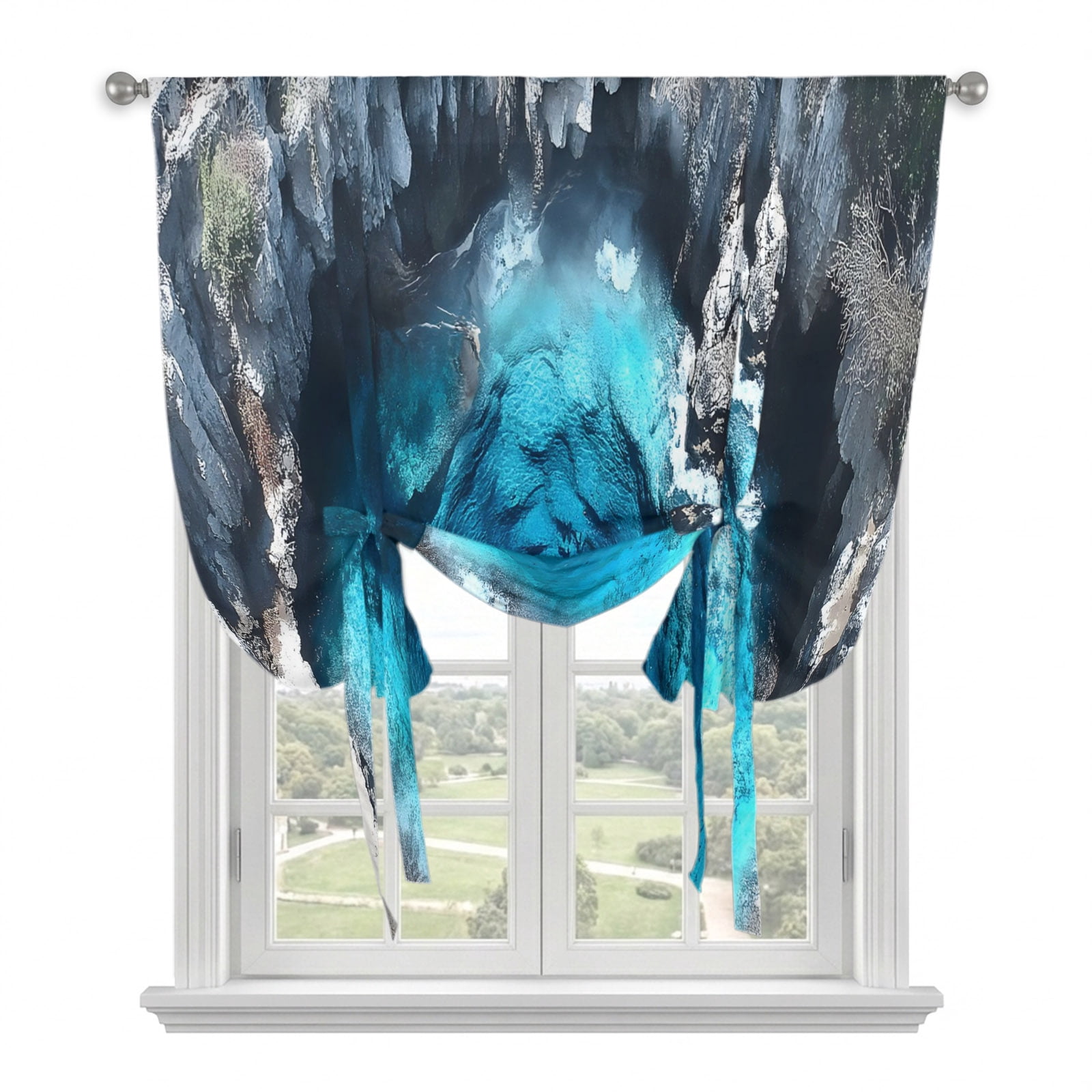 Blue Cenote Tie Up Curtains for Window, Thermal Insulated Balloon Shade ...