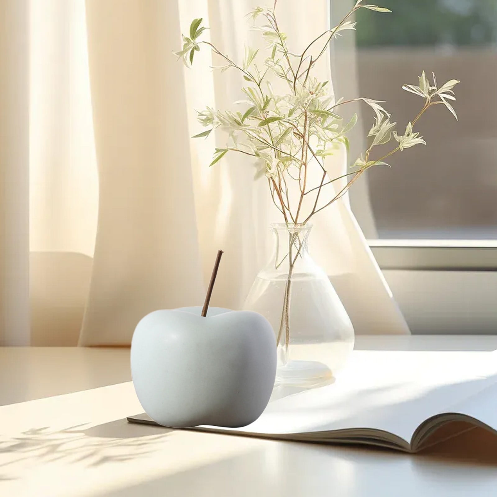 Blue Ceramic Apple Decoration Fruit Shaped Home Decor Ornament For ...