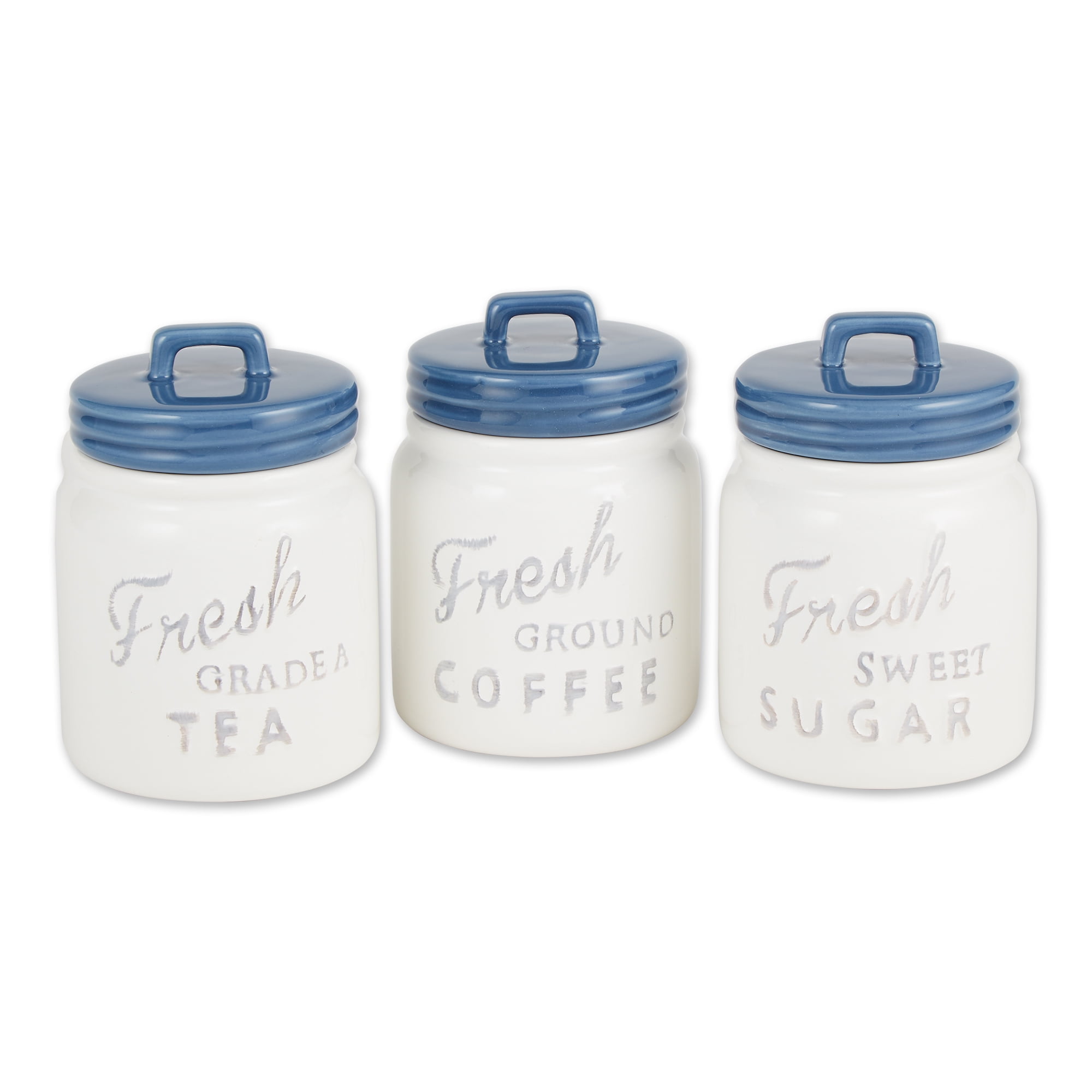 Blue Ceramic Jar Canister (Set of 3) 4x4x5.6 - Walmart.com