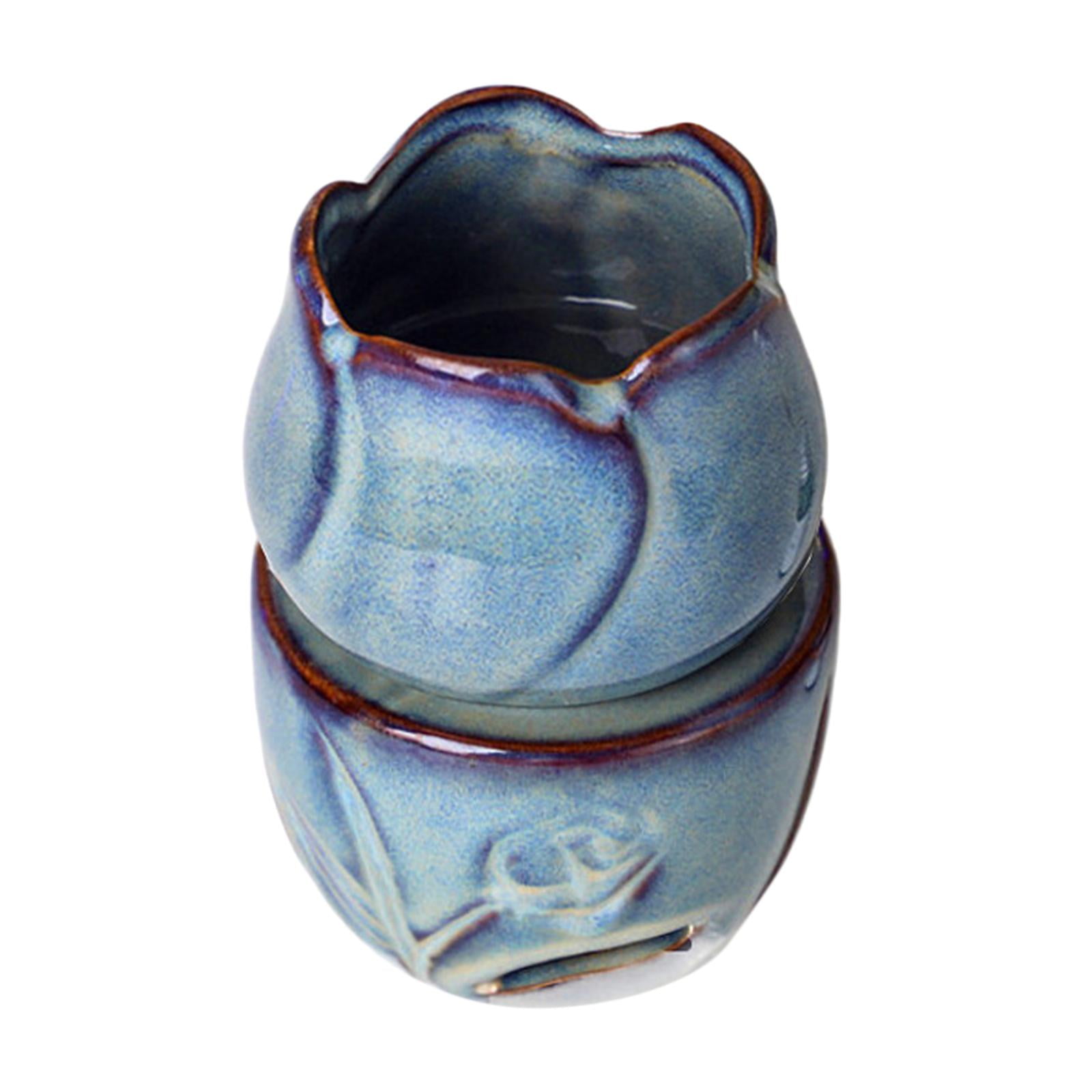 Blue Ceramic Oil Burner Candle Fragrance ing Warmer Essential Oil Tea ...