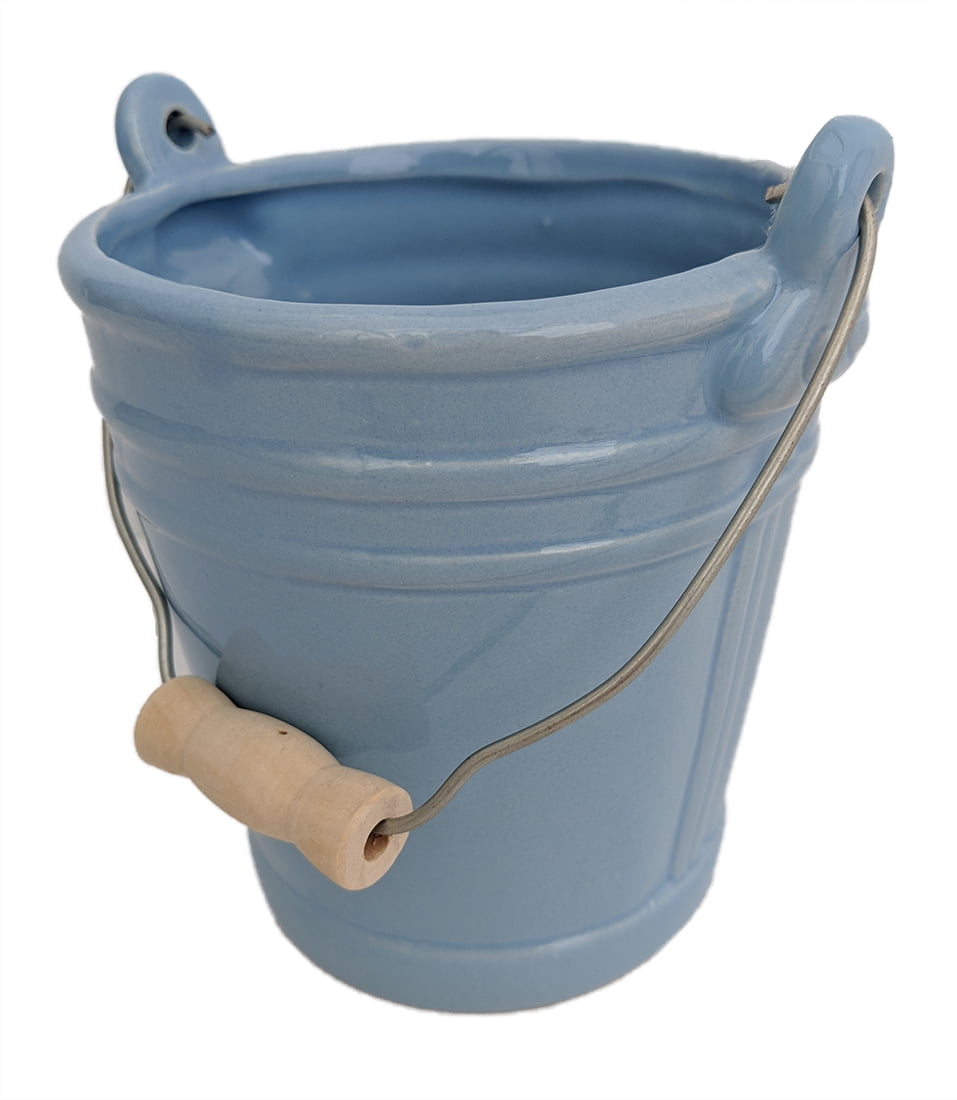 Blue Ceramic Pail Planter - 3.25" x 4.25 - Walmart.com