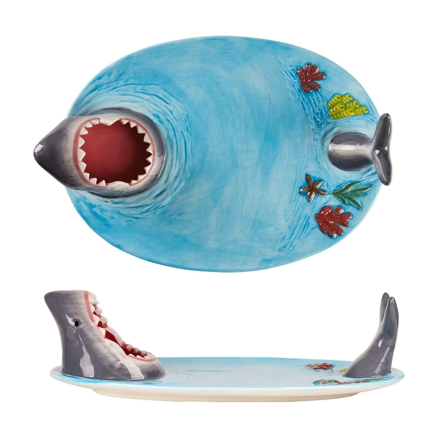 Blue Ceramic Shark Plate, Shark Sushi Plate, Creative Shark Shaped ...