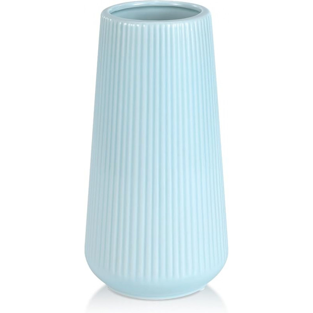 Blue Ceramic Vase, Small Cute Flower Vase for Pampas Grass, Home ...