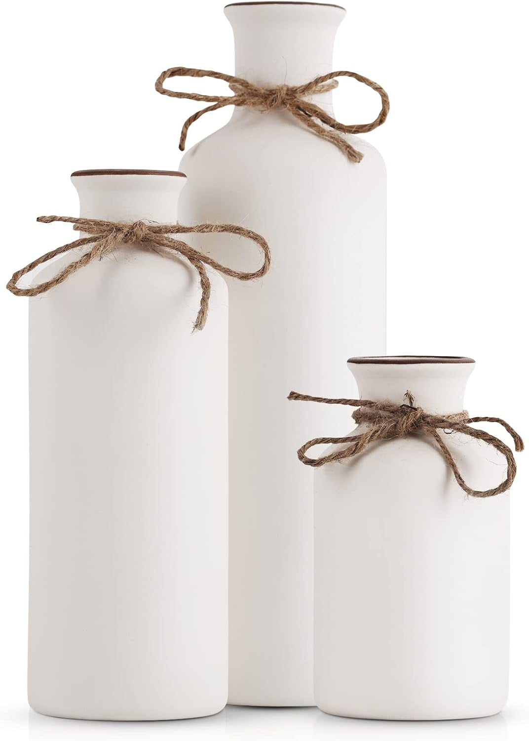 Blue Ceramic Vases Set - 3 Blue Small Vase, Farmhouse Country Blue ...