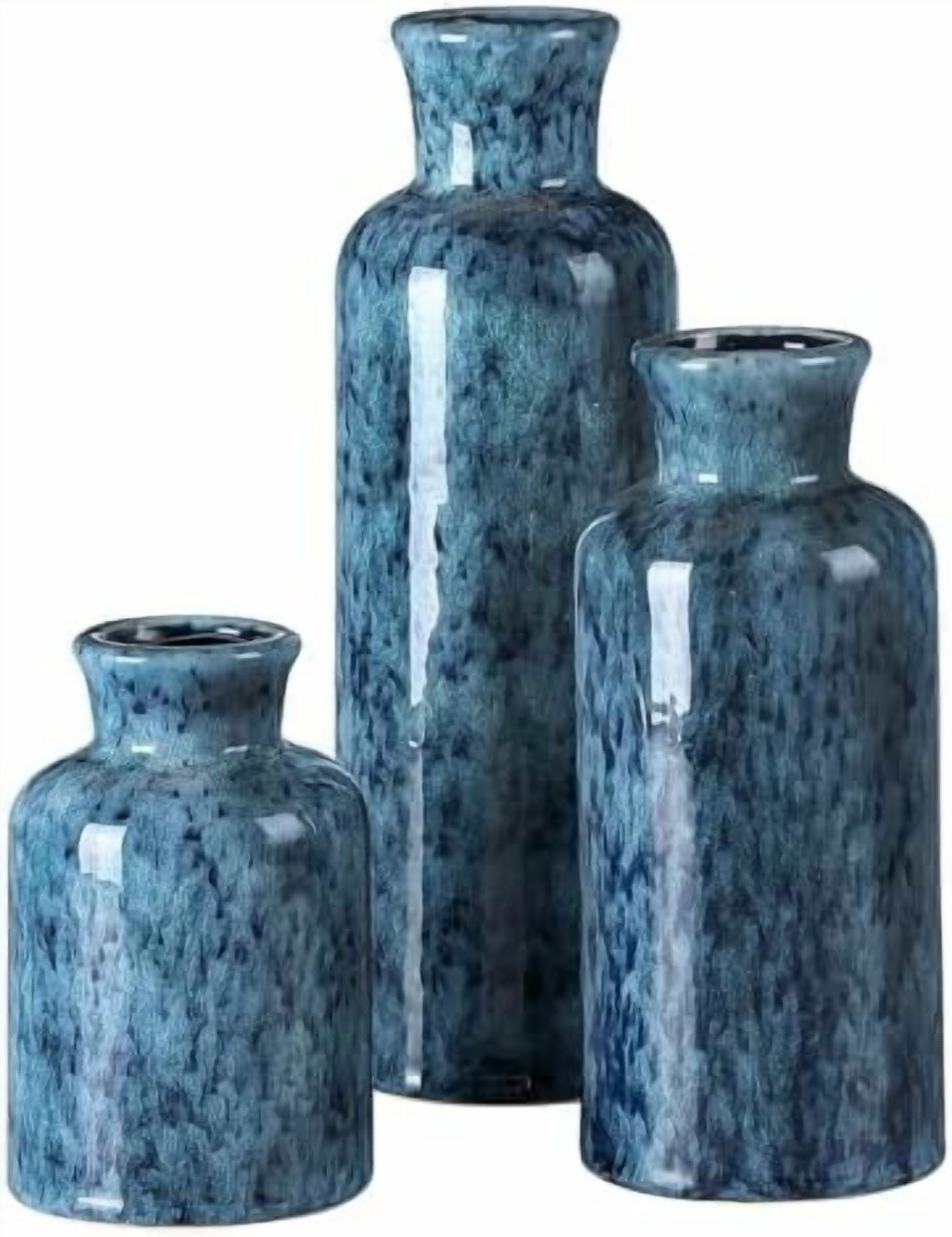 -Blue Ceramic Vases Set,Small Vase Sets,Farmhouse Country Vases Home ...