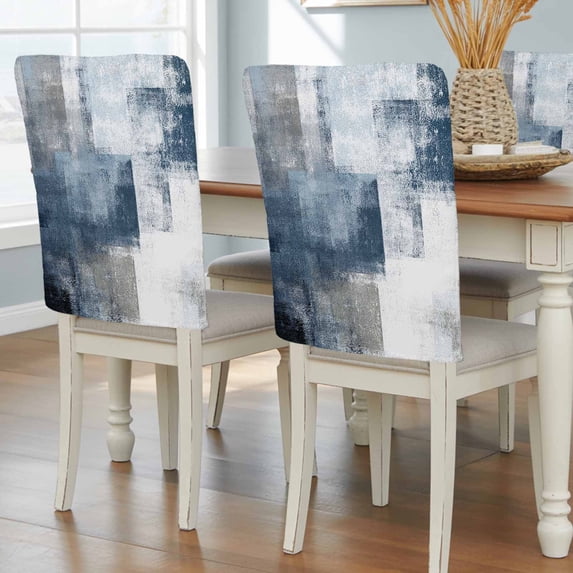 Blue Chair Back Covers, Removable Chair Covers for Dining Chairs Set of ...