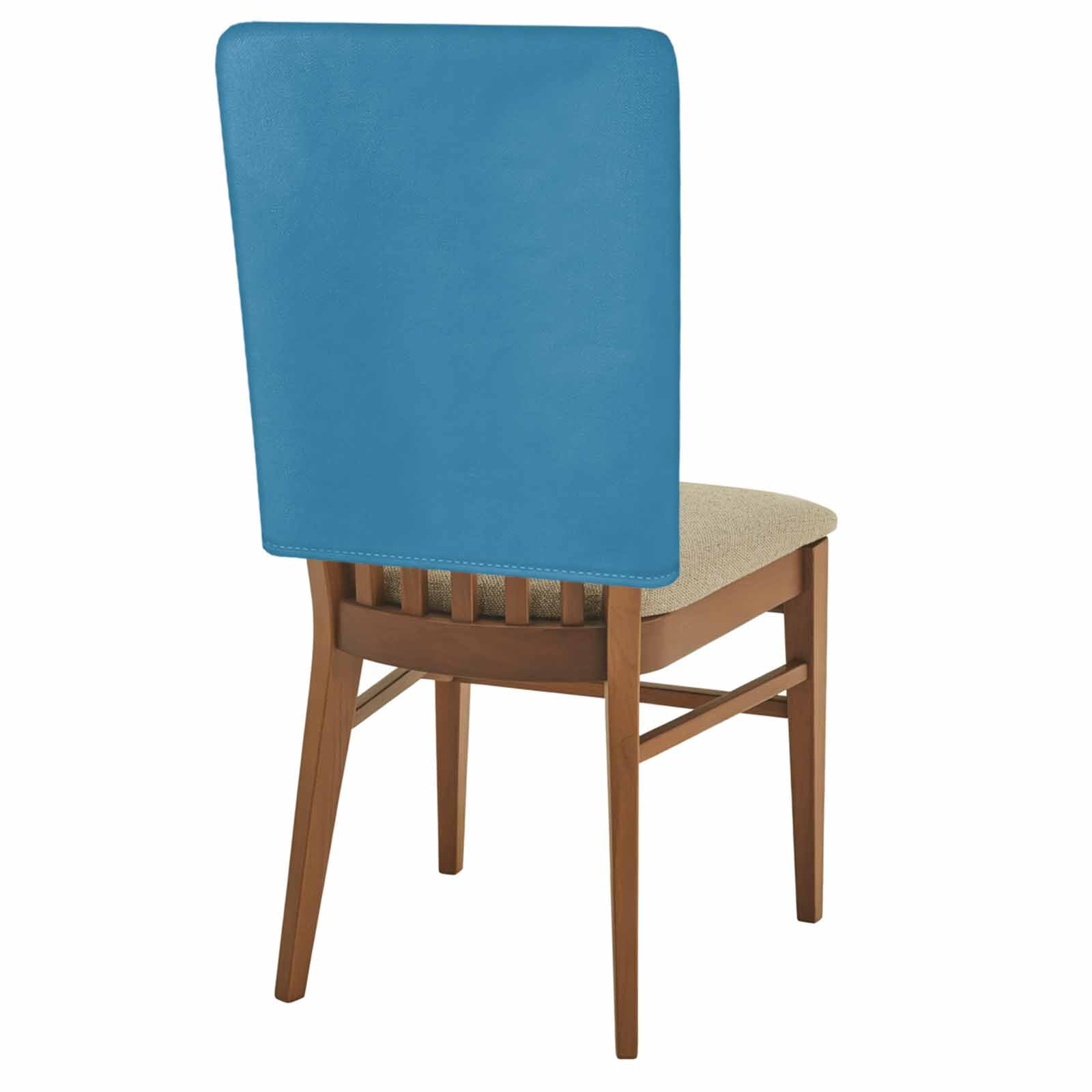 Blue Chair Back Covers Set of 4 Solid Color Removable Dining Chair ...