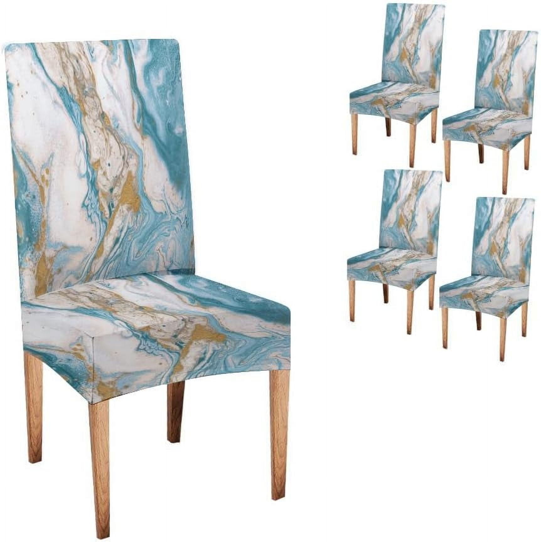 Blue Chair Covers for Dining Room Set of 4 Spandex Stretch Dining Room ...