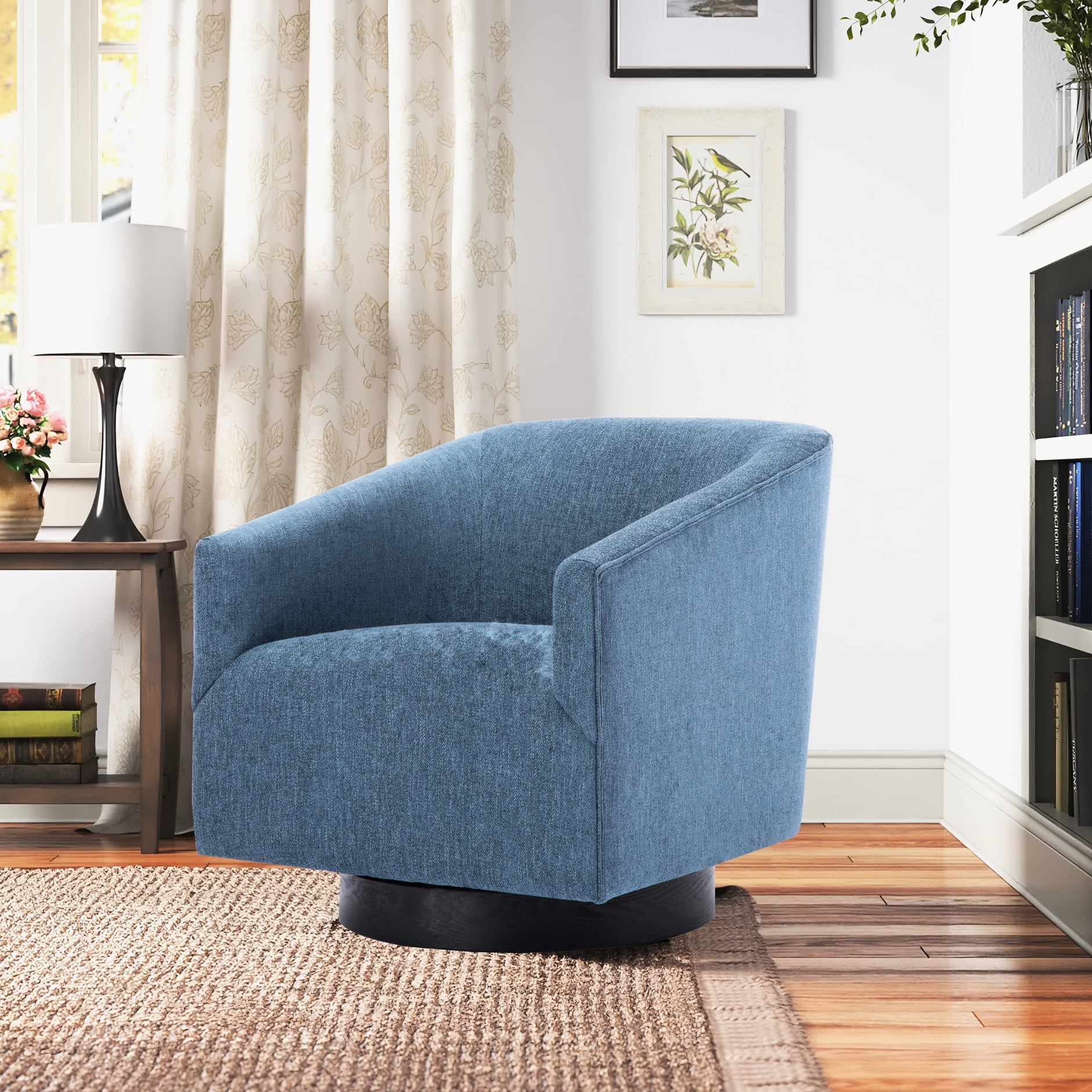 Blue Chair - Swivel Feature, Hardwood Frames Reception Wood Base, 100% ...