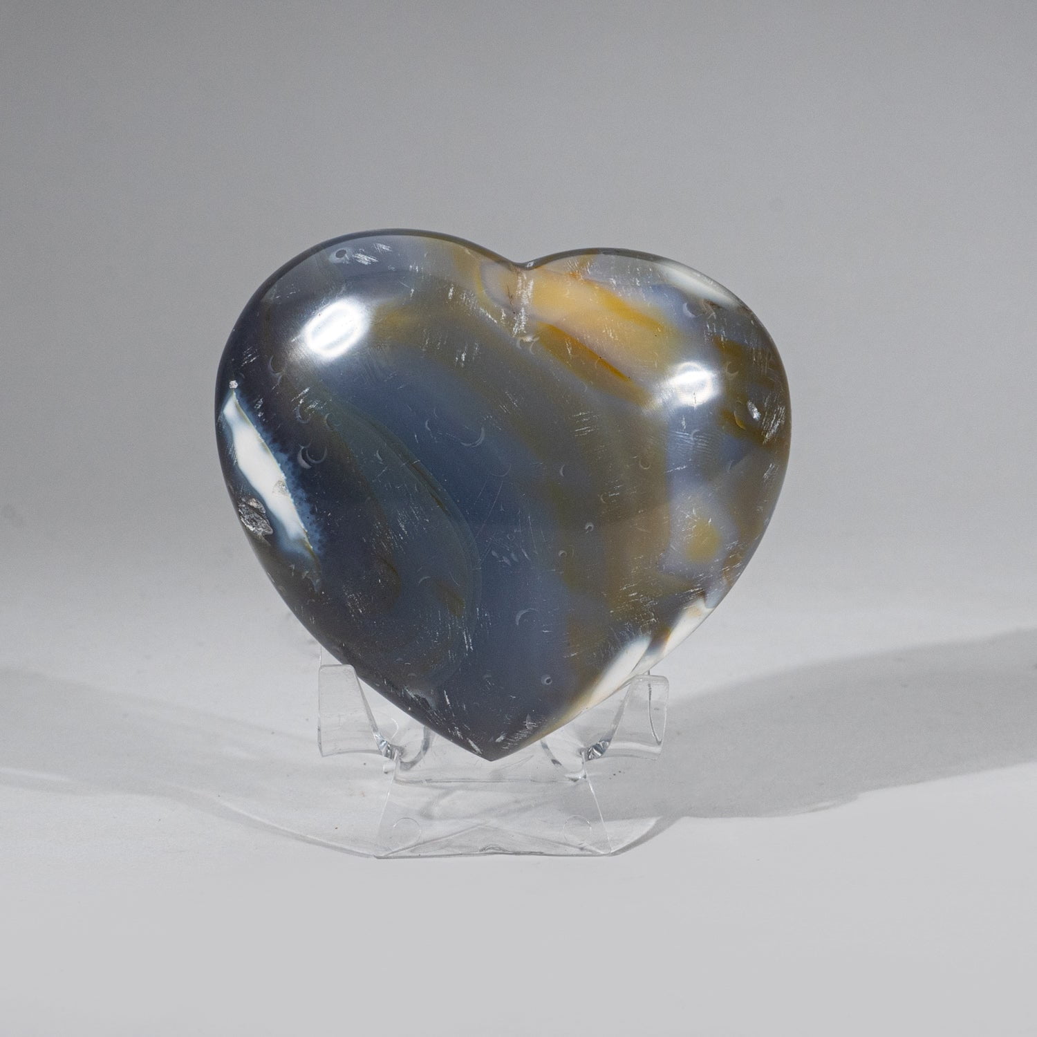 Blue Chalcedony Orca Stone Heart from Madagascar (436.8 grams ...
