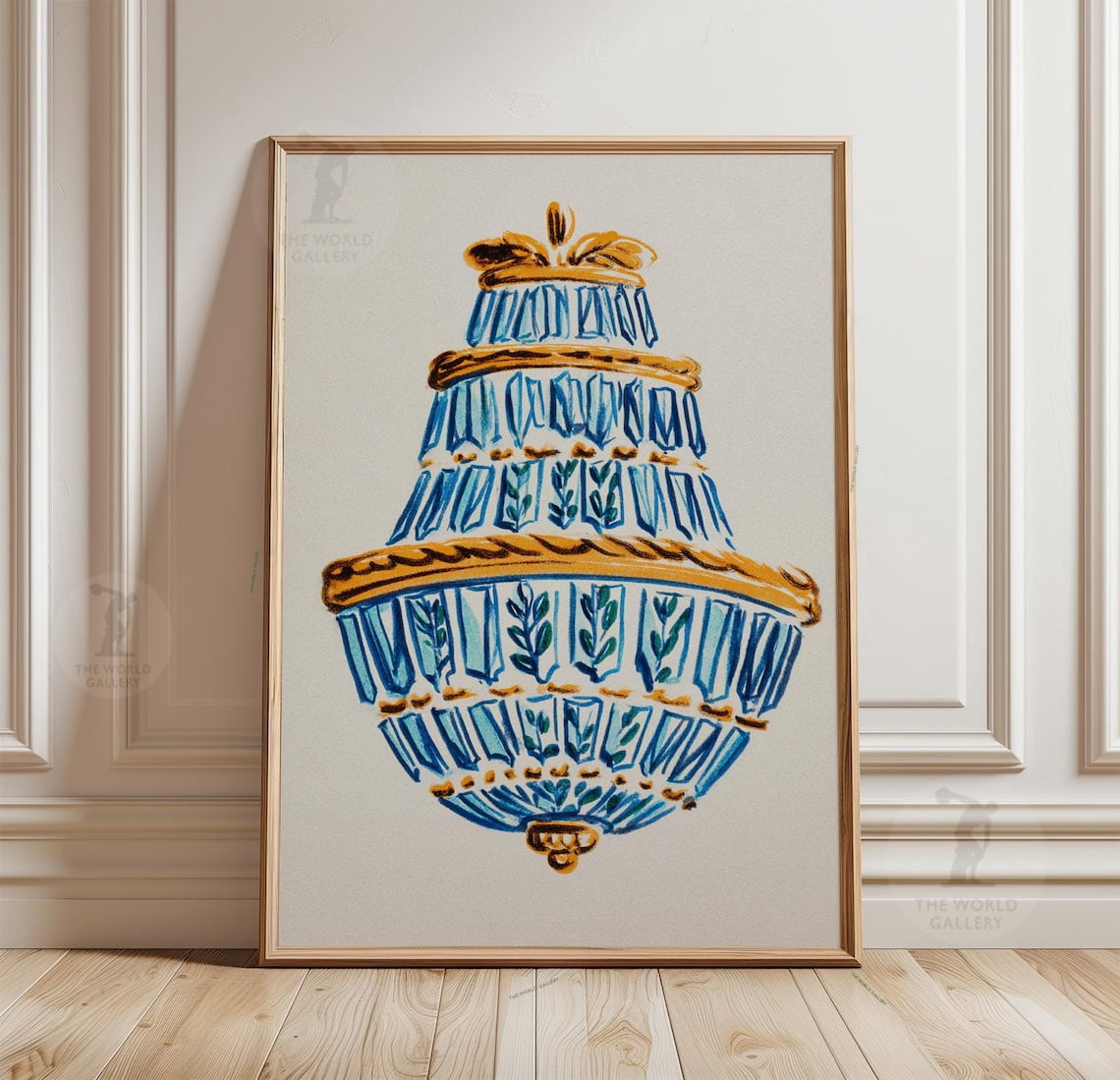 Blue Chandelier Poster Vintage Lighting Wall Art Antique Home Decor ...