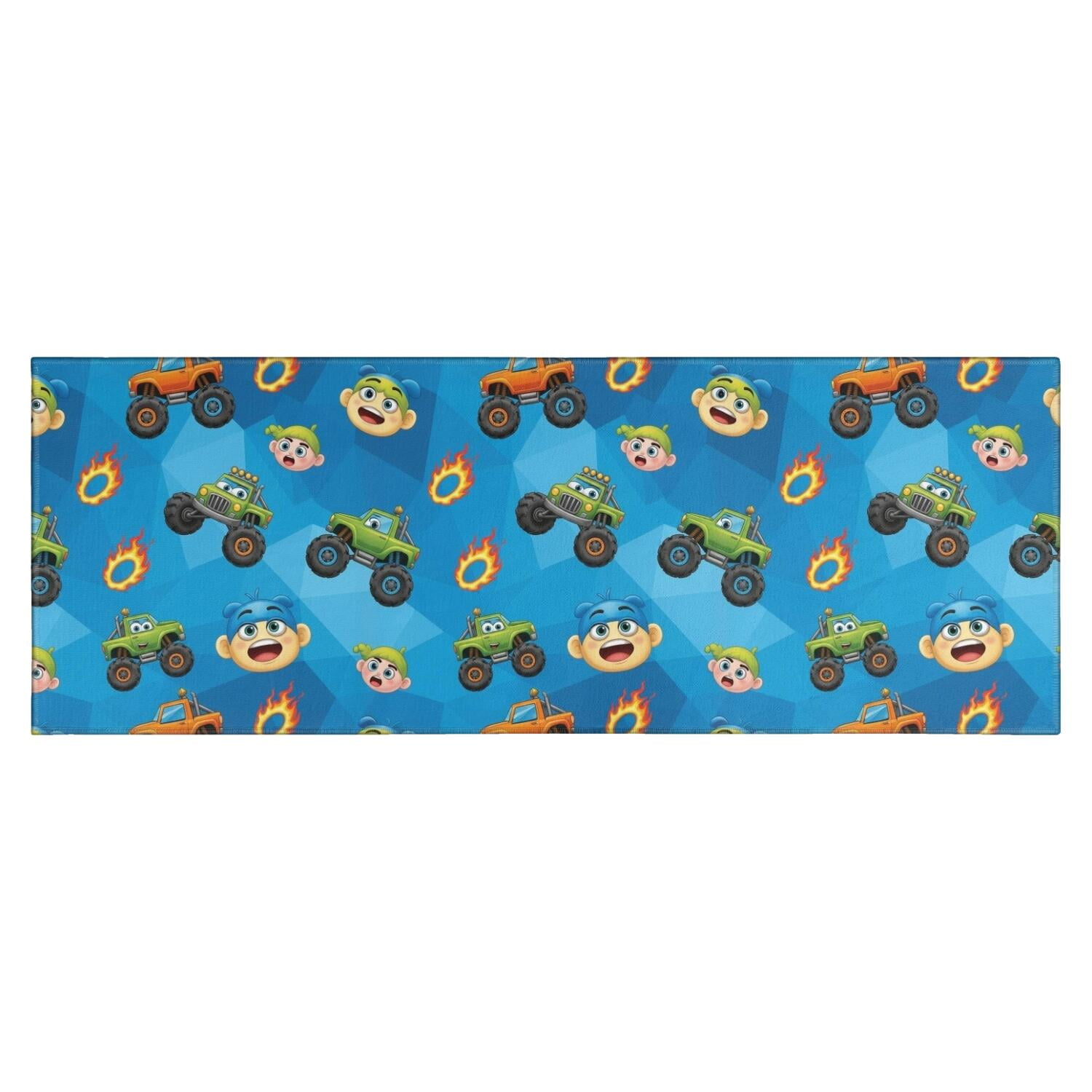 Blue Character Monster Cartoon Trucks Pattern Kitchen Rug Mat,Kitchen ...