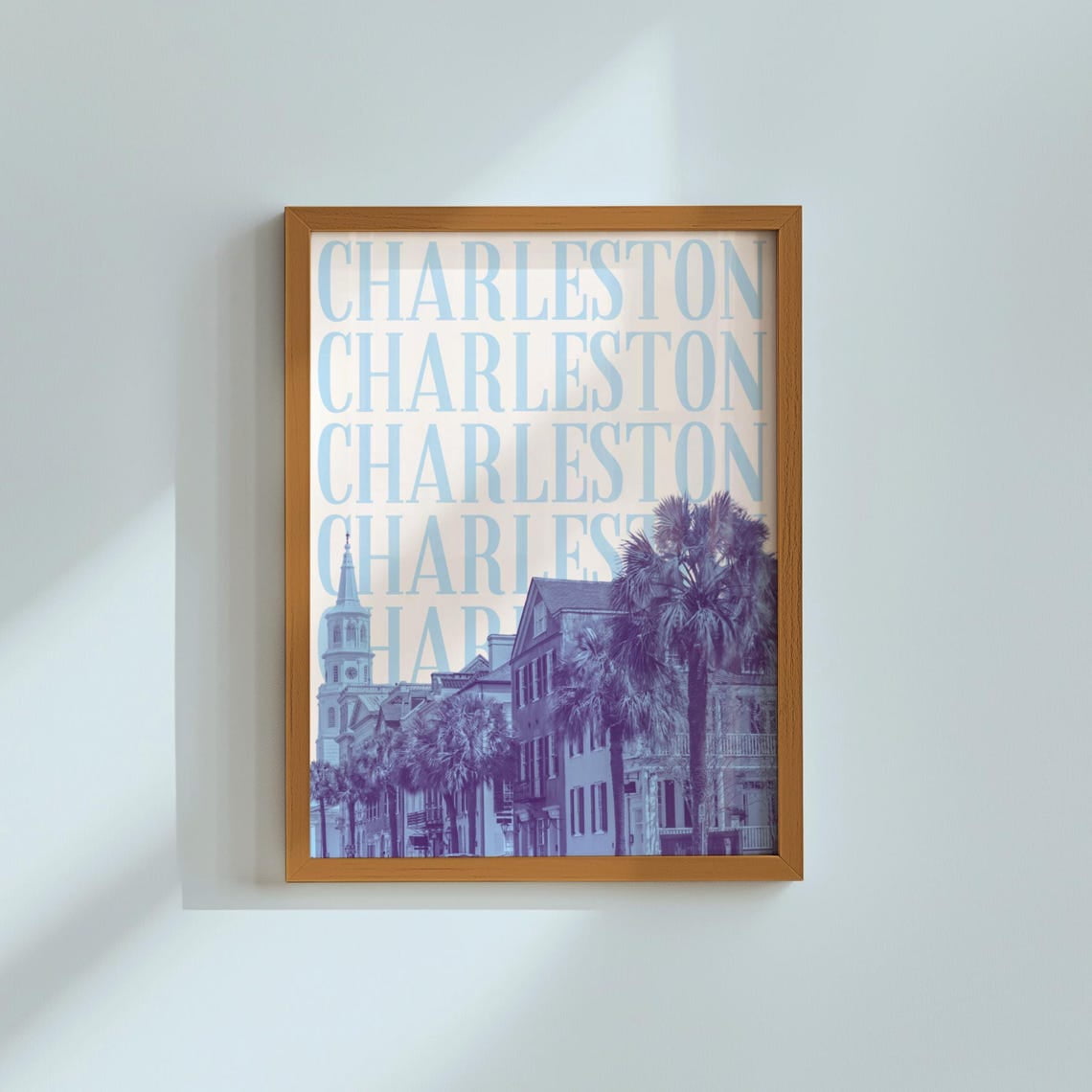 Blue Charleston Print South Carolina Travel Print Downtown Charleston ...