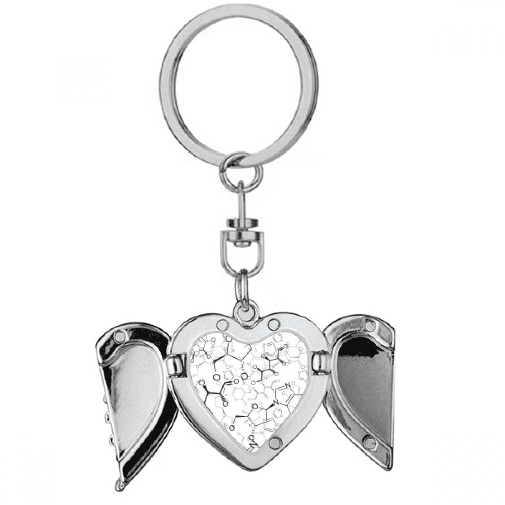 Blue Checal Molecular Structure Heart Angel Wing Key Chain Holder ...