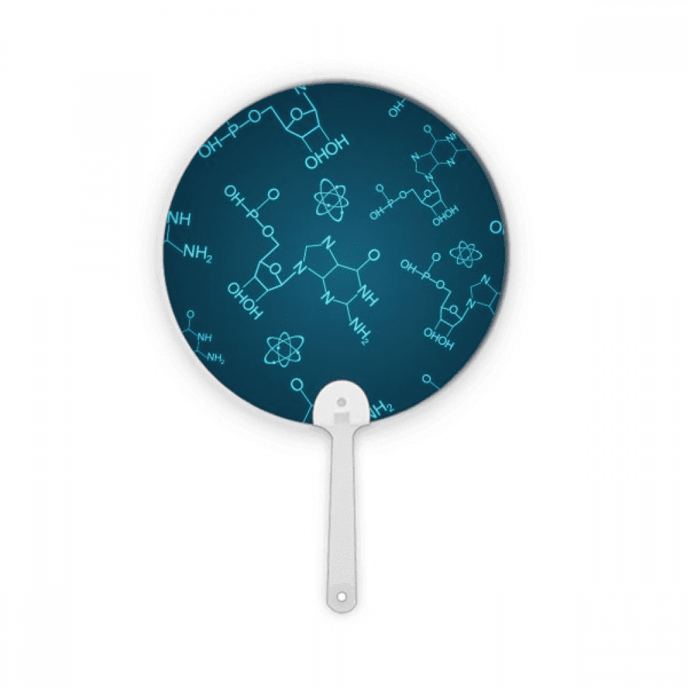 Blue Checal Molecular Structure Illustration Plastic Round Handheld Fan ...