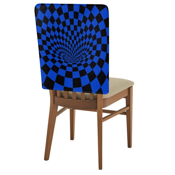 Blue Checker Chair Back Covers Set of 8 Modern Abstract Dark Blue ...