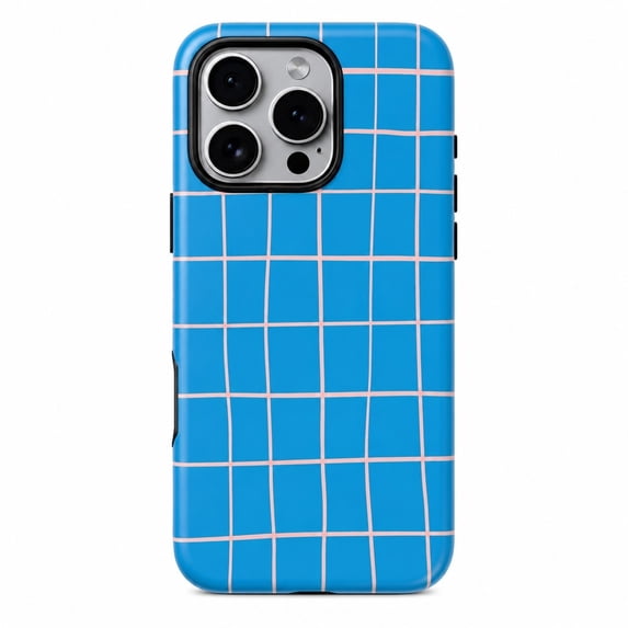 Blue Checker Tough Phone Case for iPhone 17 16 15 14 13 12 11, Pink ...